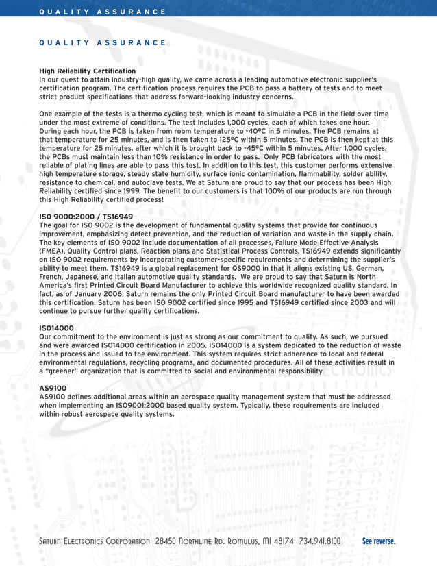 PCB Fabrication Manufacturer Corporate Brochure | PDF