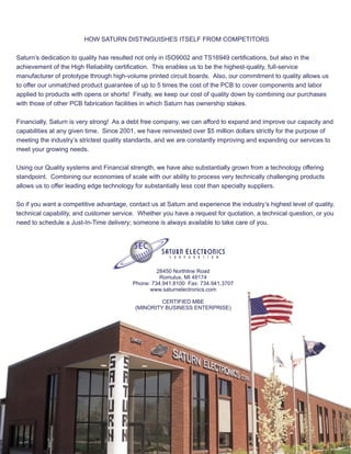 PCB Fabrication Manufacturer Corporate Brochure | PDF