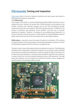 PCB Assembly Testing and Inspection, from Hitech Circuits Co., Limited.pdf