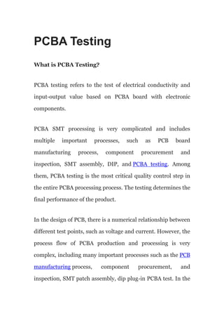 PCBA Testing--Hitech Circuits Co., Limited | DOCX | Technology & Computing