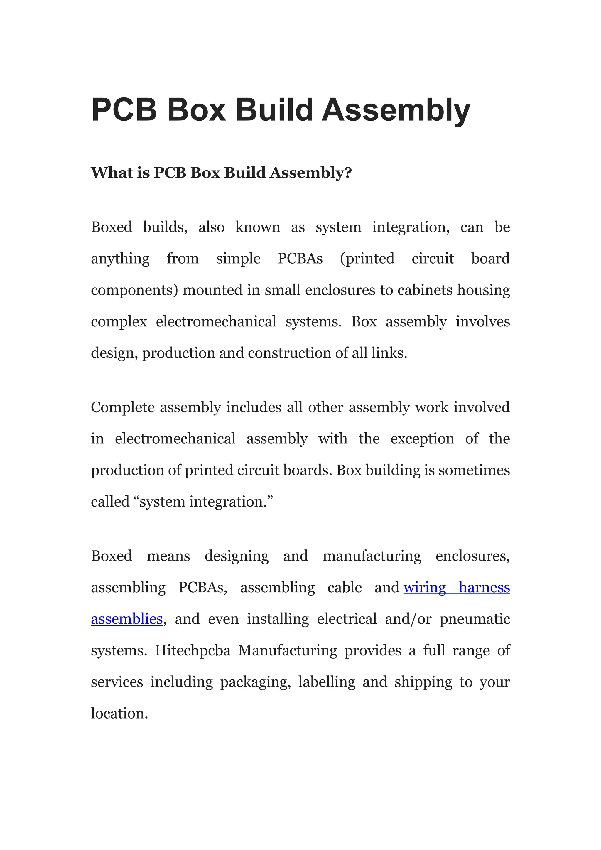 Pcb Box Build Assembly Hitech Circuits Docx