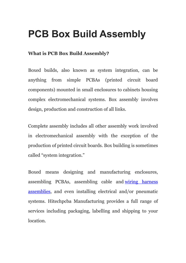 PCB Box Build Assembly -- Hitech Circuits | DOCX