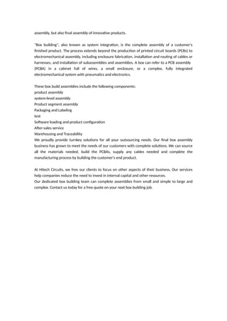 PCB Box Build Assembly OEM assembly manufacturing | PDF