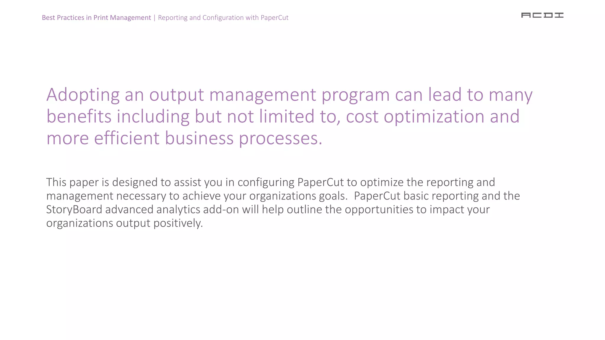 PaperCut Best Practices Reporting-Configuring Presentation | PPTX ...
