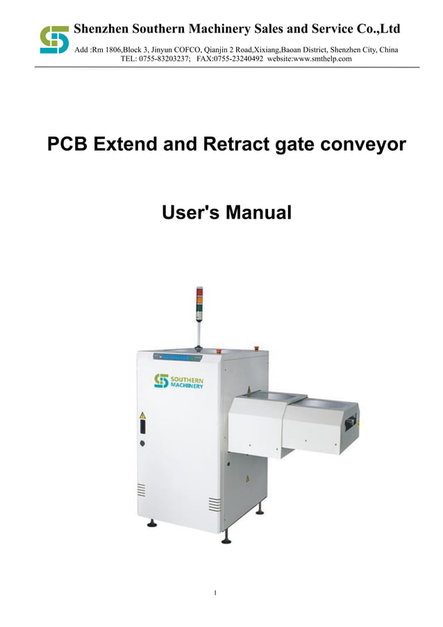 Pcb extend and retract gate conveyor user's manual | PDF