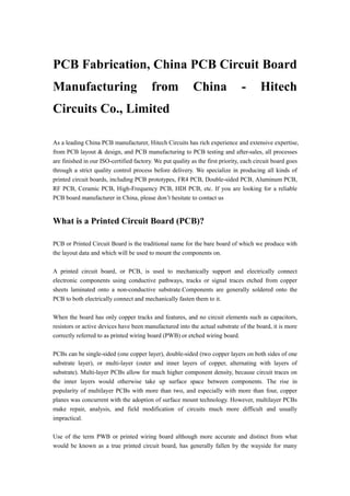 PCB Fabrication, China PCB Circuit Board Manufacturing from China | PDF