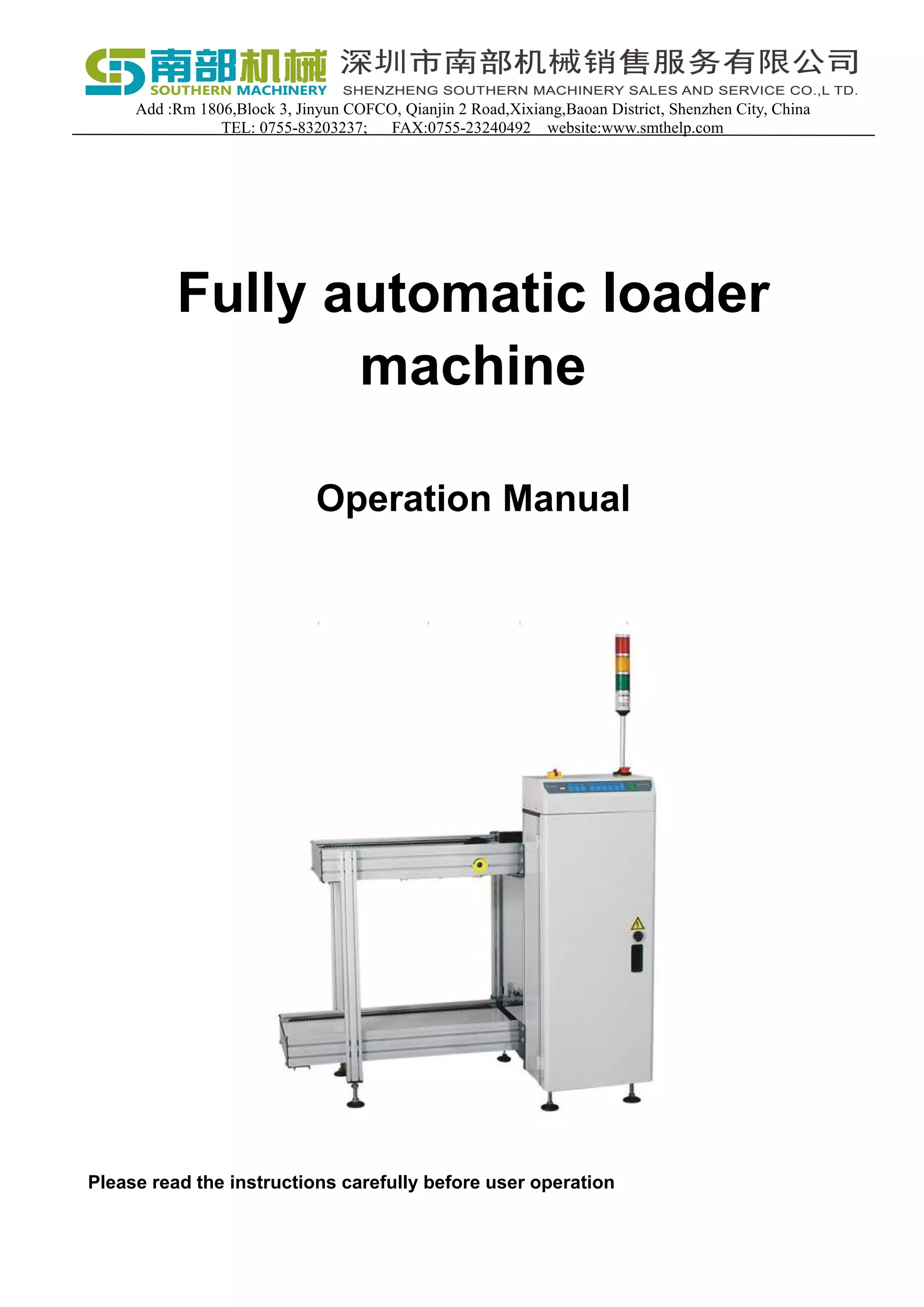 Full Automatic Pcb loader Operation manual | PDF