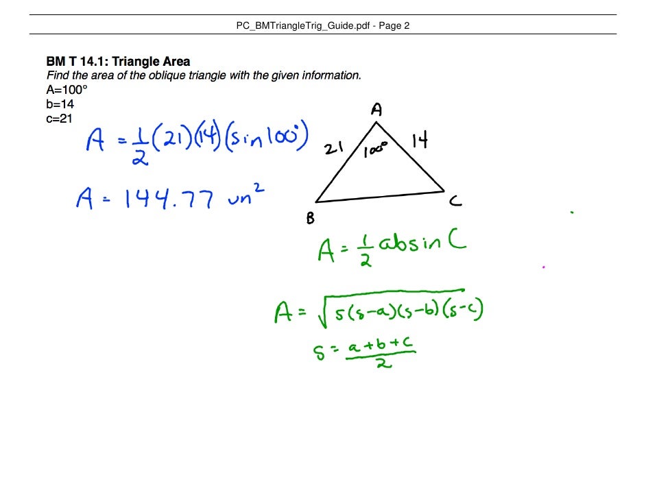 PC Triangle Trig Study Guide