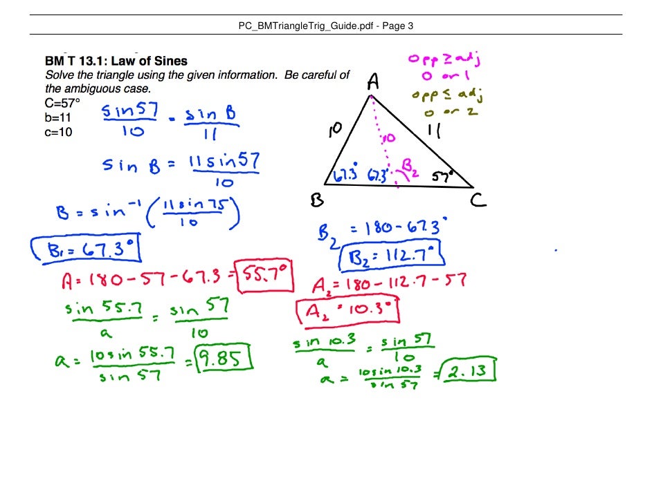 PC Triangle Trig Study Guide