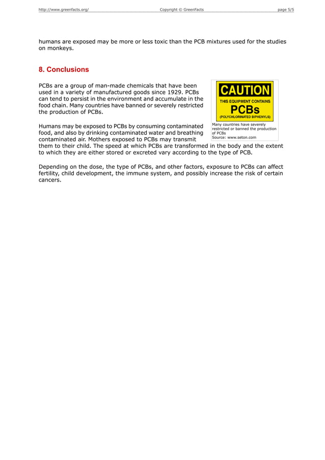 PCBs Polychlorinated biphenyls | PDF