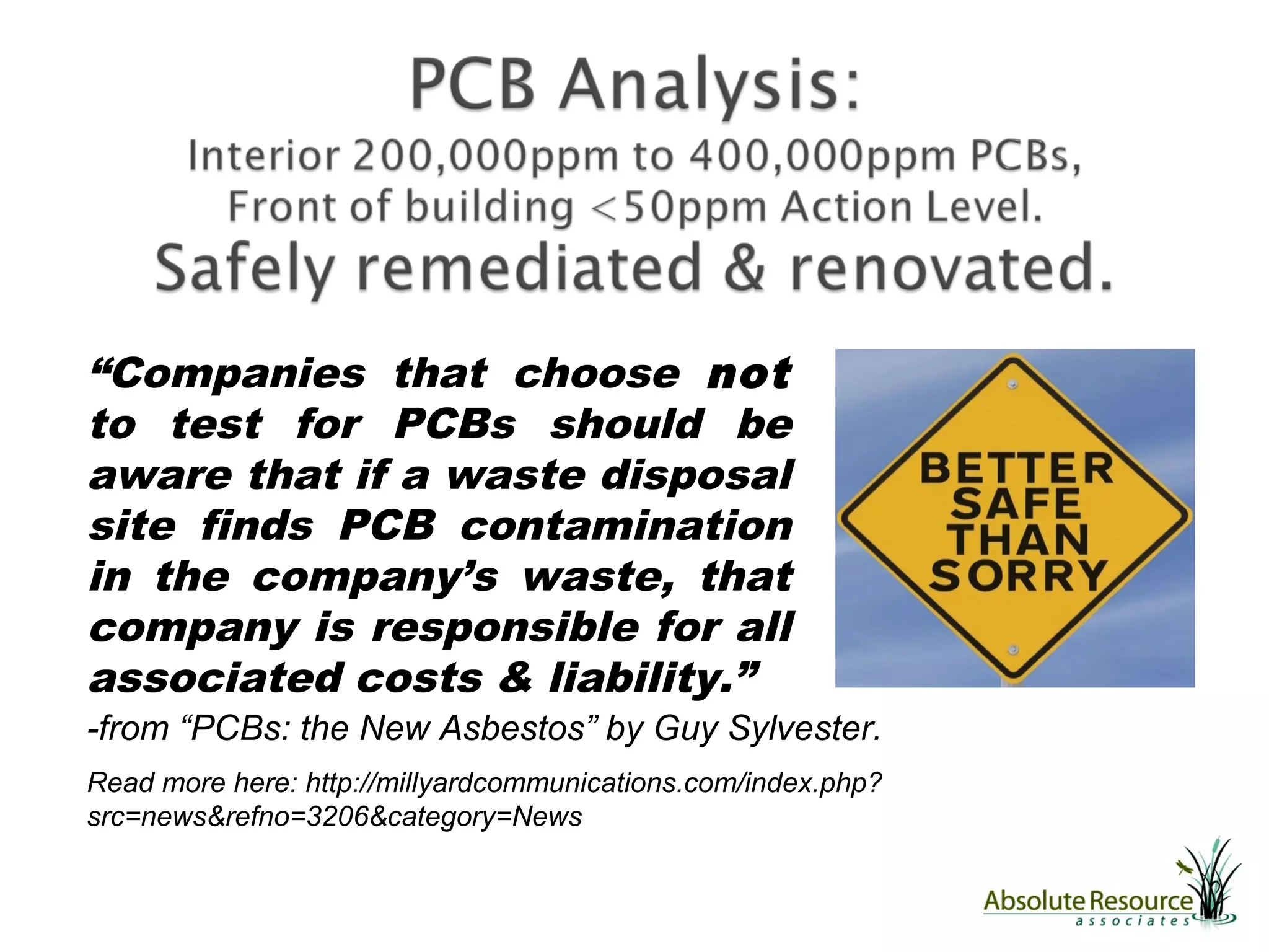 PCBs in Buildings: A Case Study | PPT | Indoor Environmental Quality ...