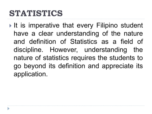 Meaning and Importance of Statistics | PPTX | Physics | Science