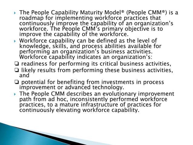 People capability maturity model | PPTX | Career Planning | Careers