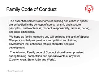 PC, Coach & Family Roles - Special Olympics Vermont | PPTX