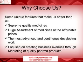 PCD Pharma Franchise in Kerala- Sanify Healthcare | PPT