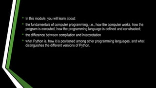 PCEP Module 1.pptx | Programming Languages | Computing