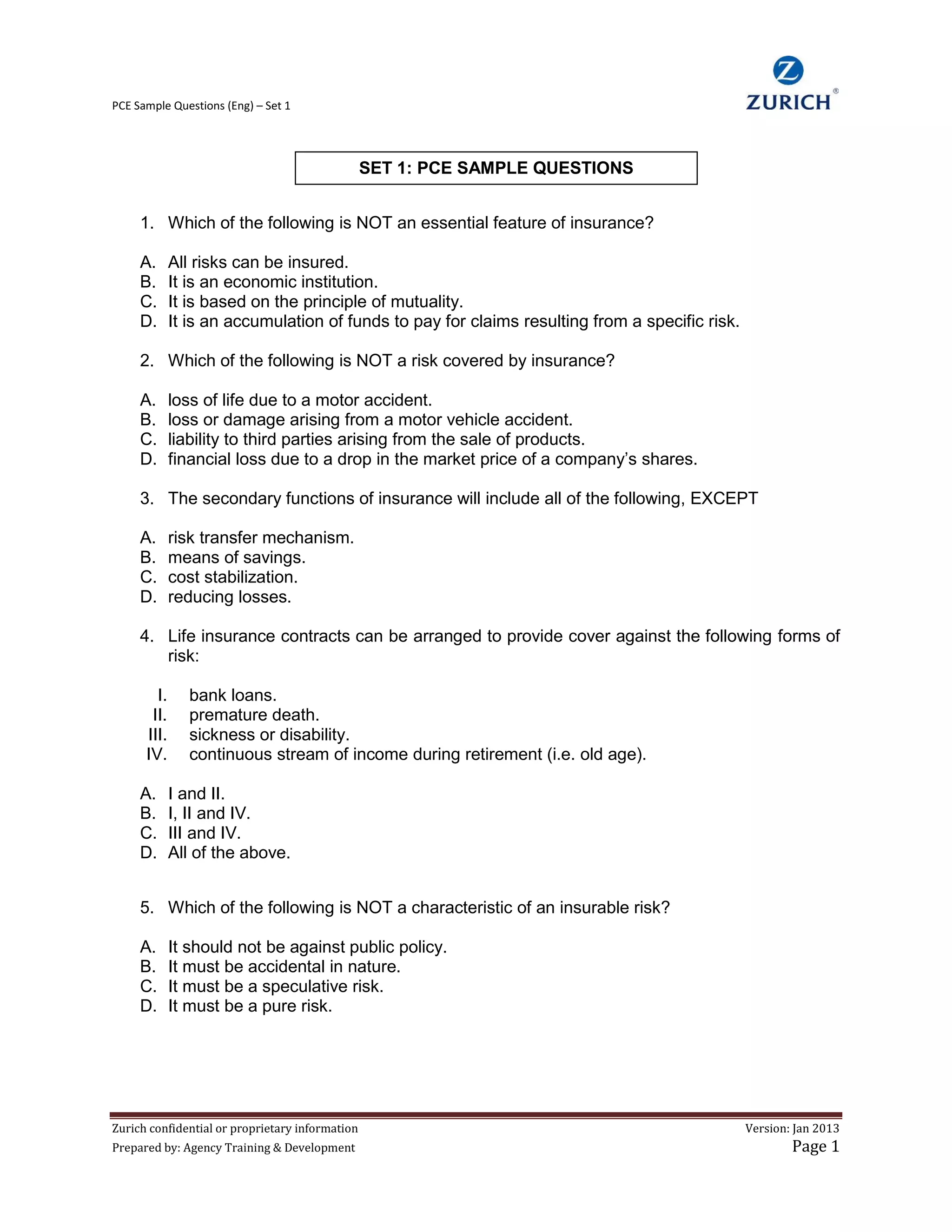 Pce sample question set 1 (eng) | PDF