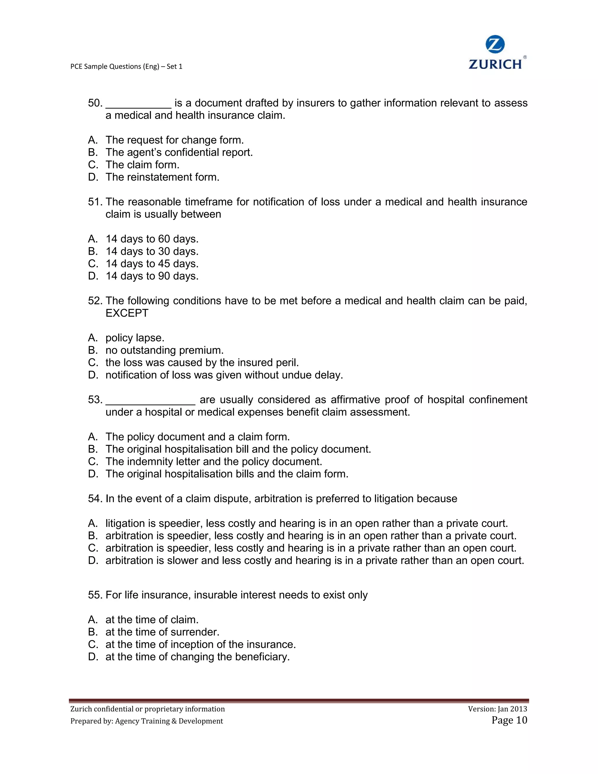 Pce sample question set 1 (eng) | PDF