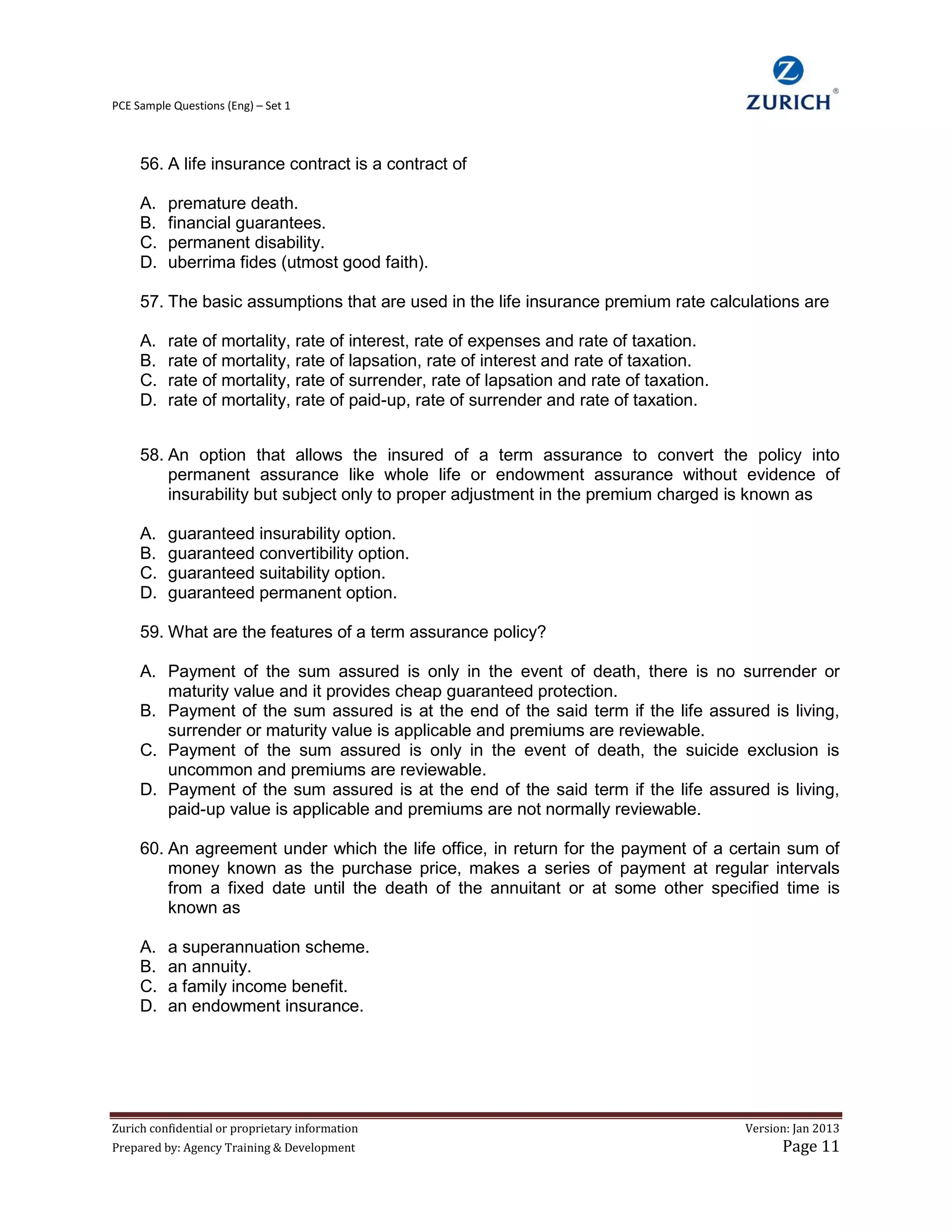 Pce sample question set 1 (eng) | PDF