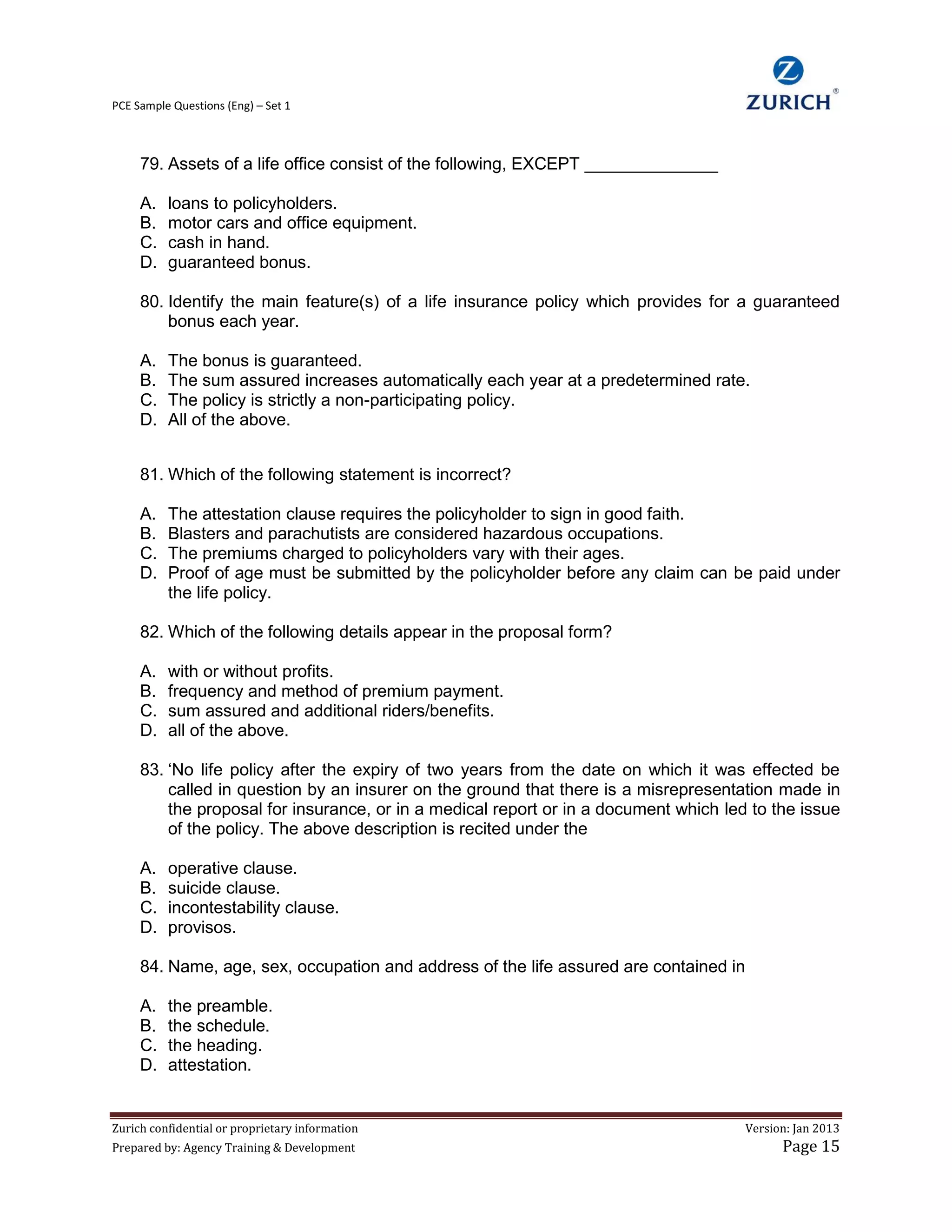 Pce sample question set 1 (eng) | PDF