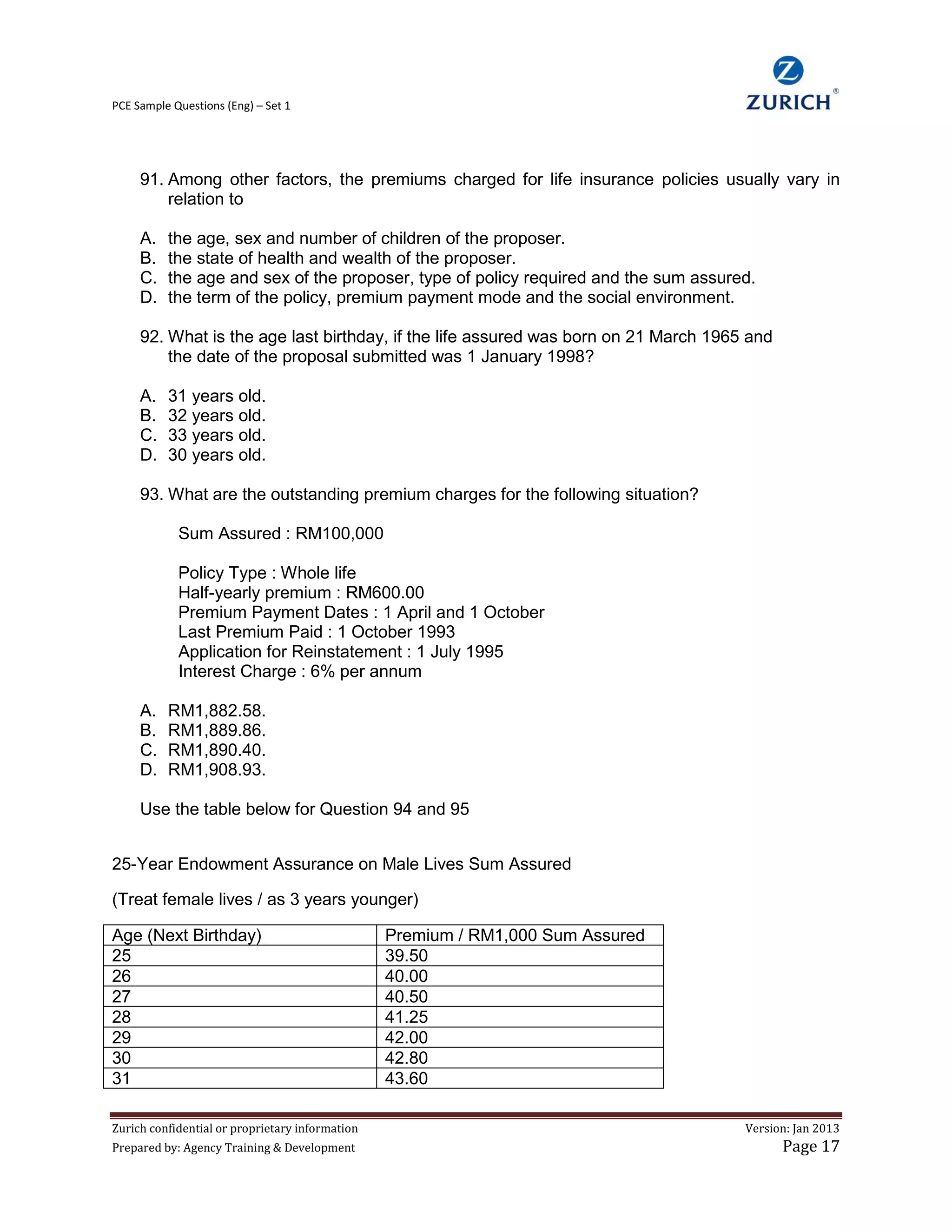 Pce sample question set 1 (eng) | PDF
