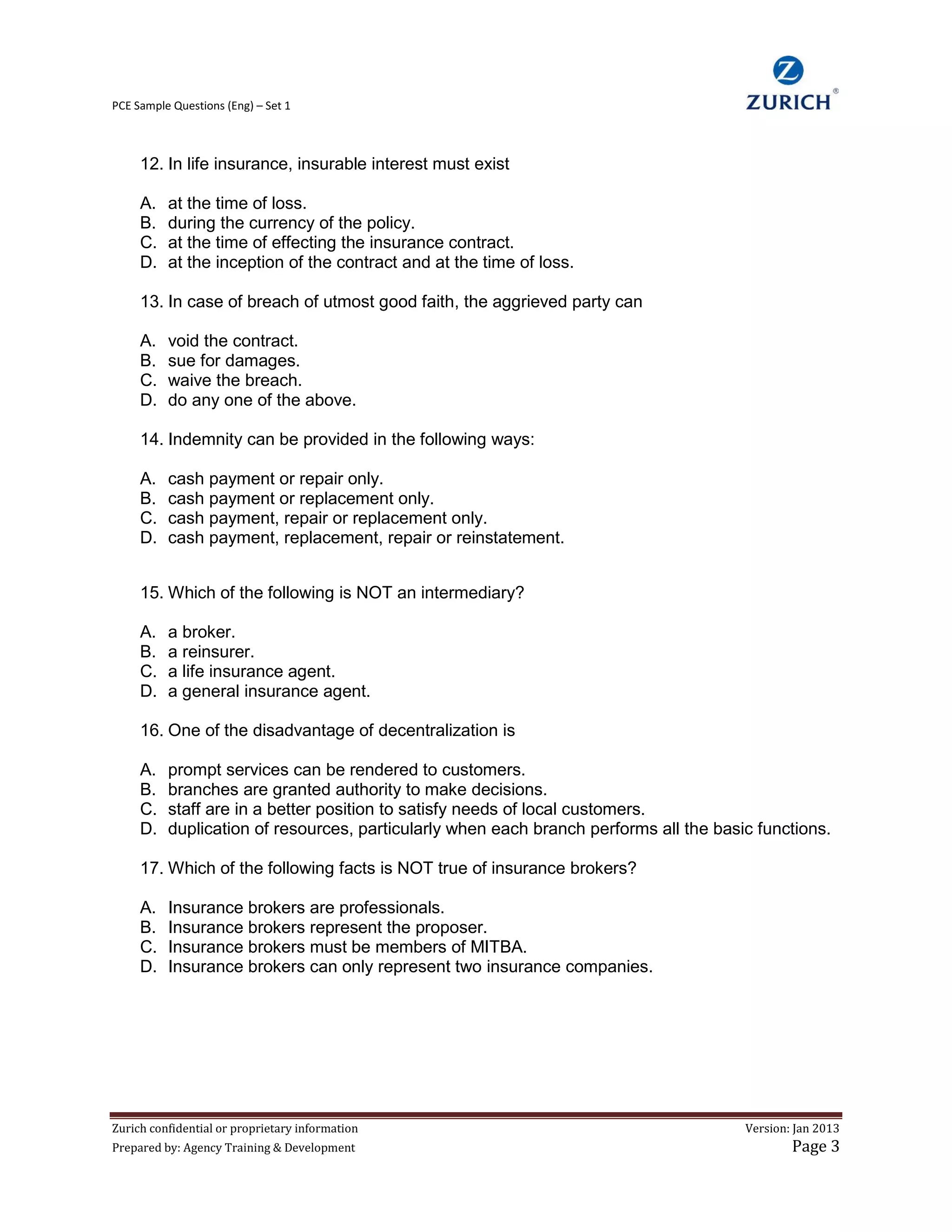 Pce sample question set 1 (eng) | PDF