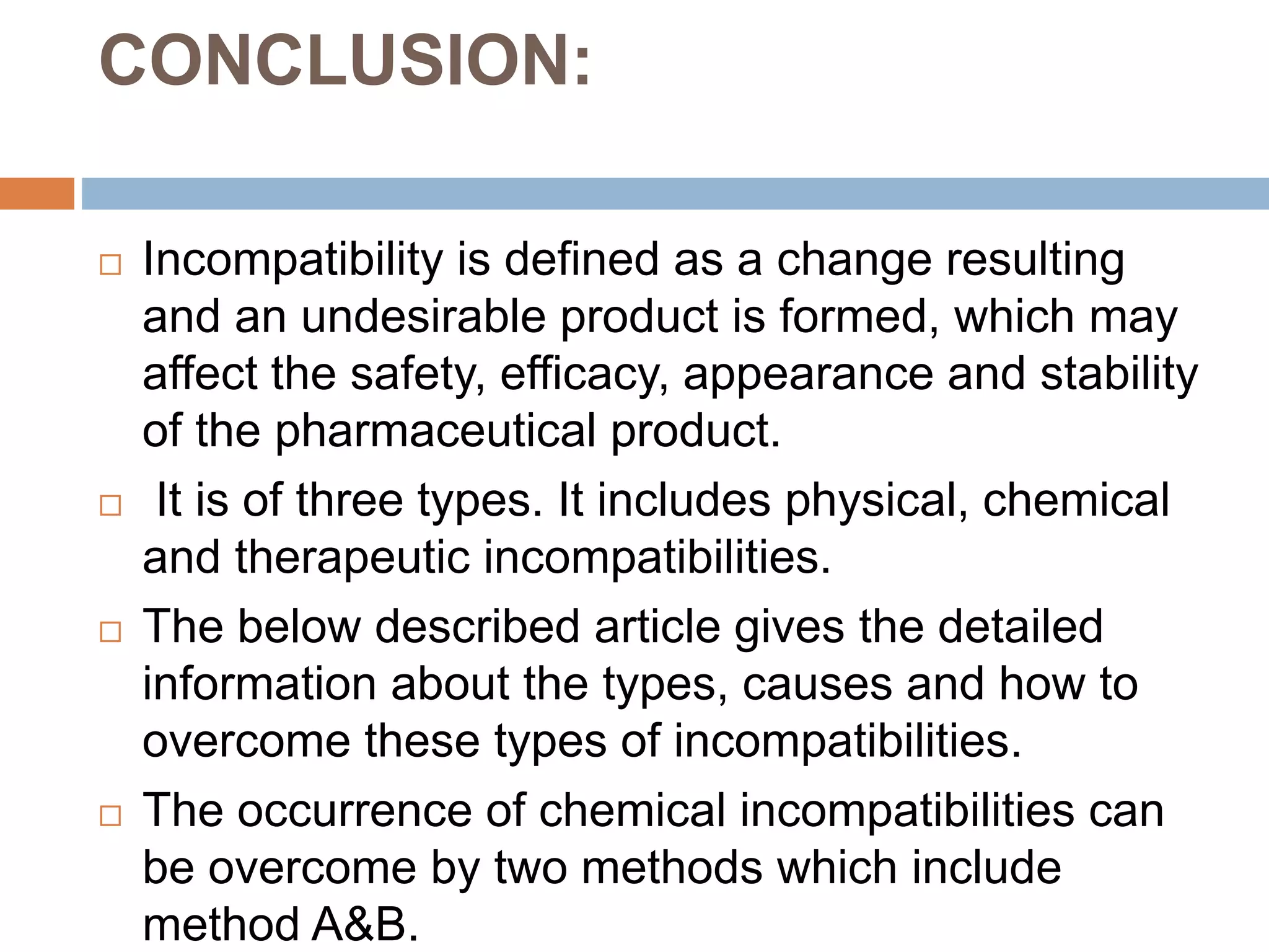 PHARMACEUTICAL INCOMPATIBILITIES | PPTX
