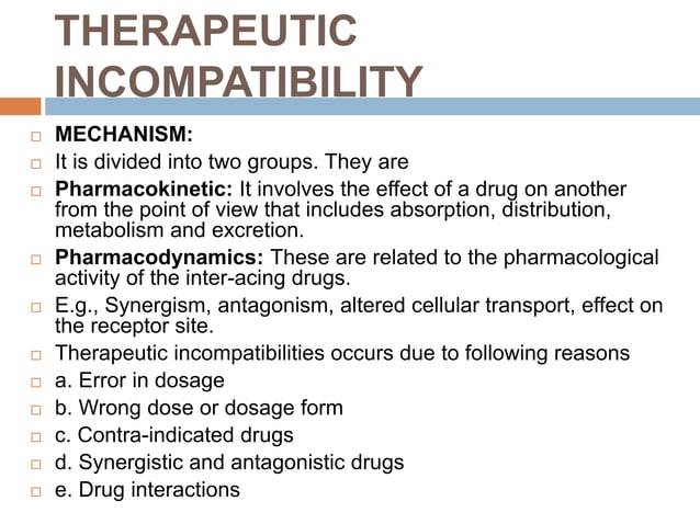 PHARMACEUTICAL INCOMPATIBILITIES | PPTX | Chemistry | Science