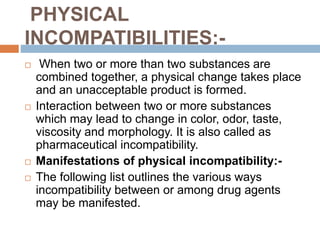 PHARMACEUTICAL INCOMPATIBILITIES | PPTX