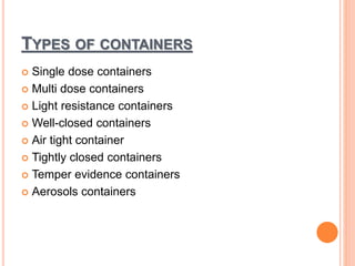 Pharmaceutical packaging ppt | PPTX