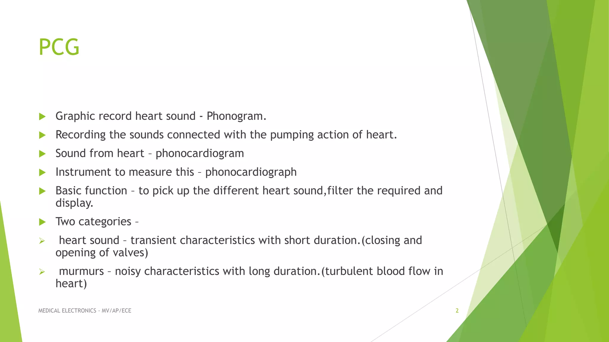 Phonocardiography(PCG) | PPTX