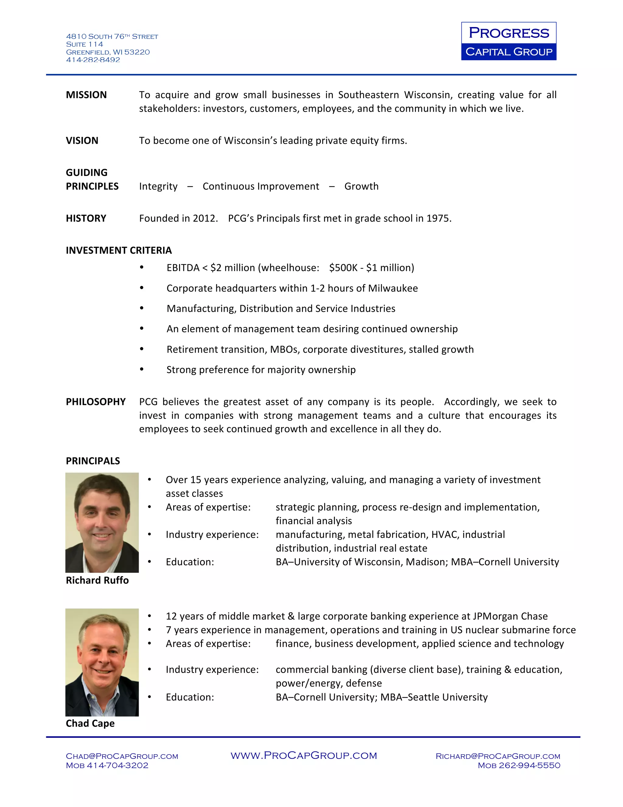 Progress Capital Group Profile | PDF