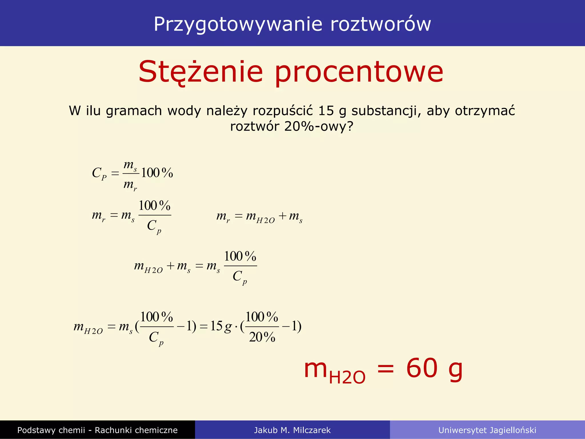 Podstawy chemii - Rachunki chemiczne | PPT