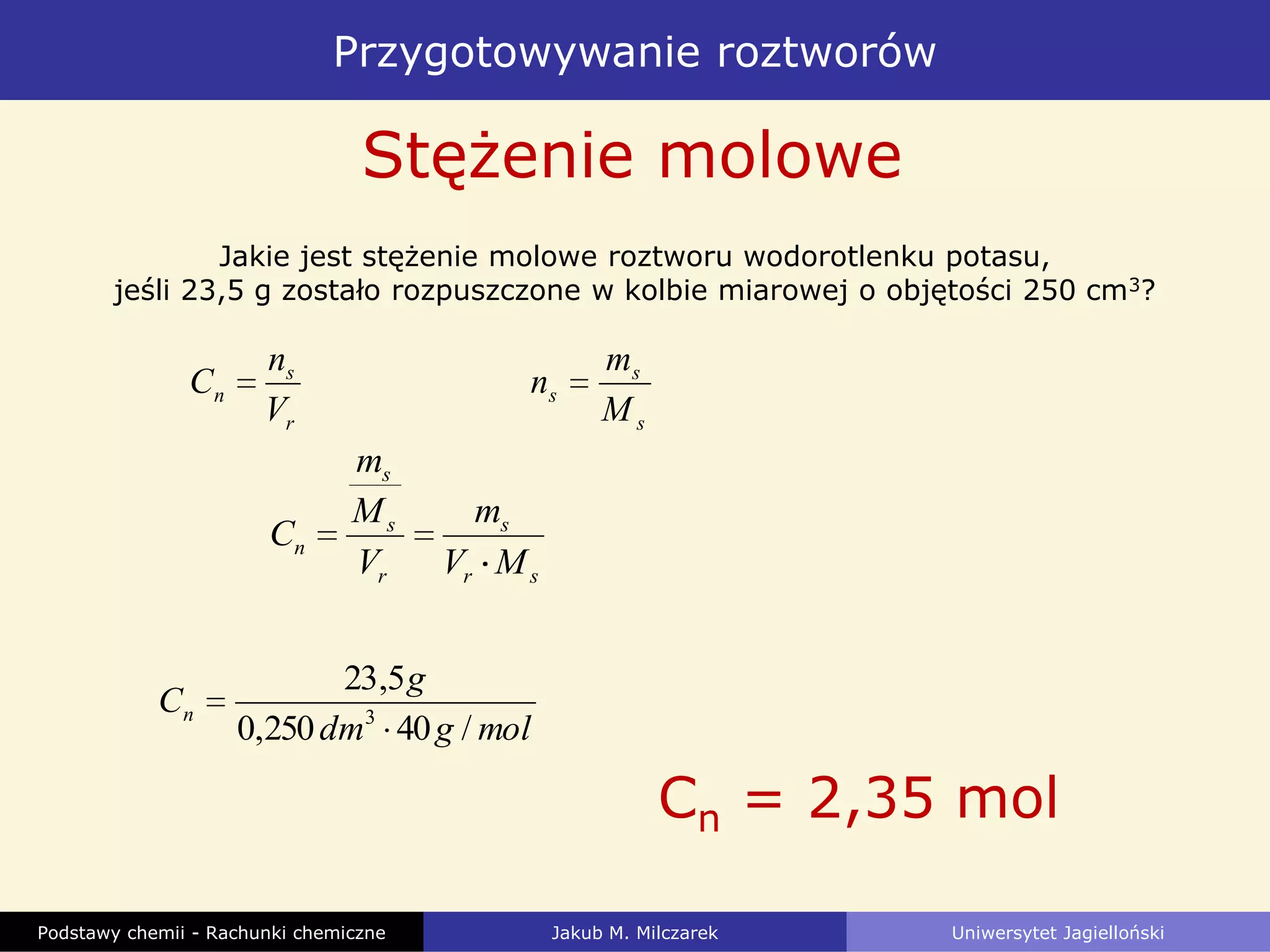 Podstawy chemii - Rachunki chemiczne | PPT