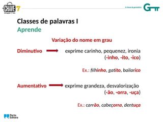 Classes e subclasses de palavras: revisões dos nomes, verbos, adjetivos ...