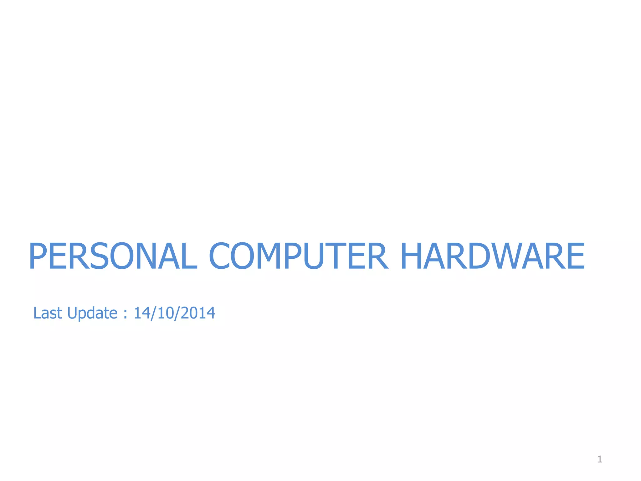 Pc hardware overview part 1 | PPSX | Computer Peripherals | Computing