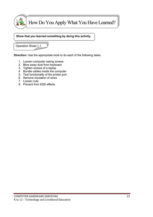 Pc hardware servicing learning module (1) | PDF | Computing | Technology & Computing