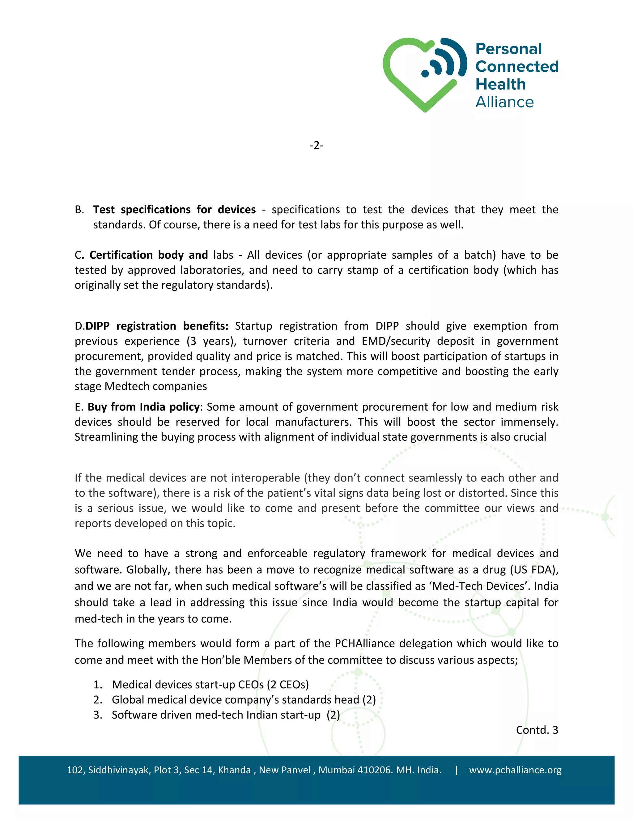 PCHA submission to Parliamentary Standing Committee - Medical Devices ...