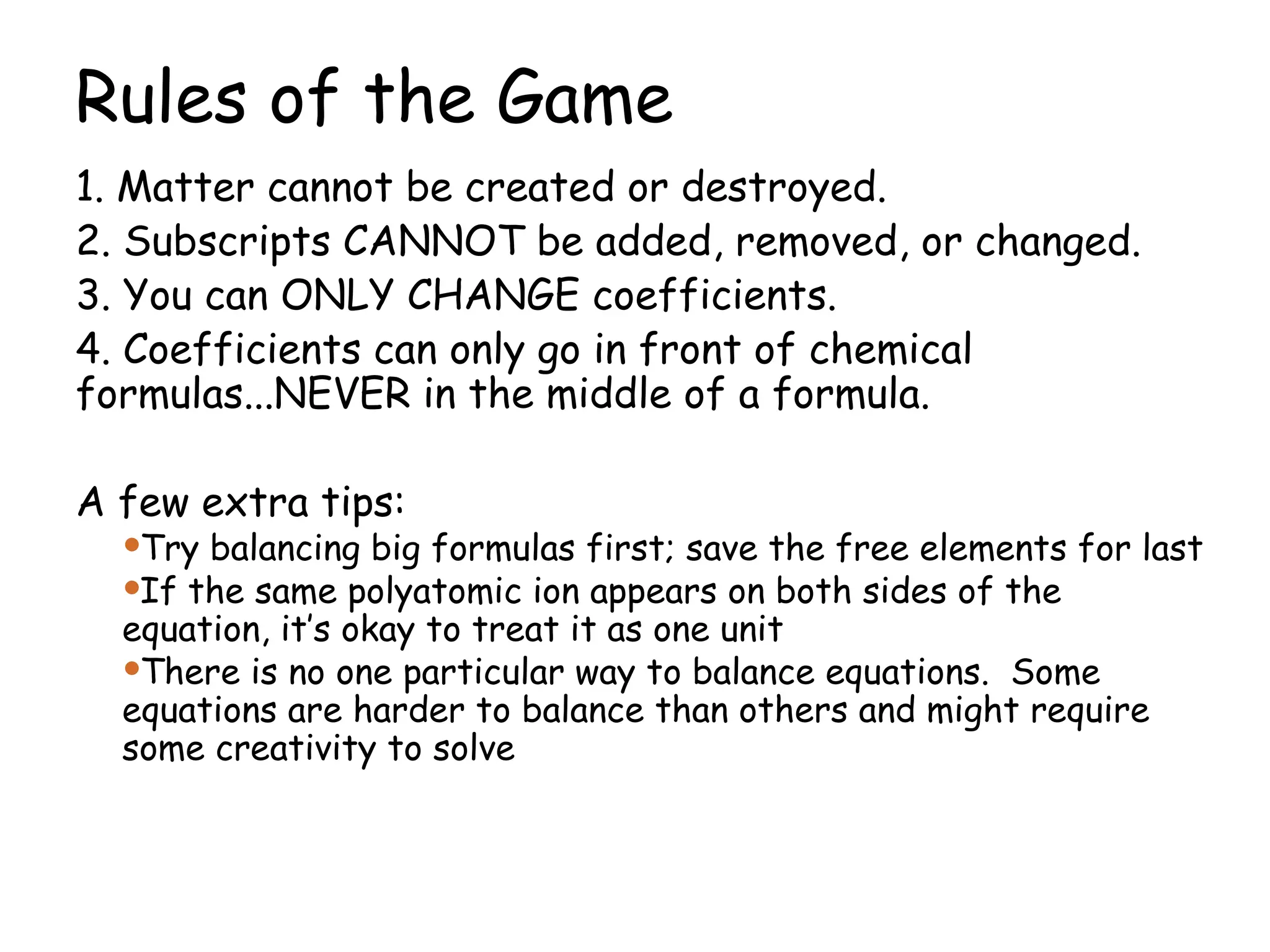 Balancing chemical equation grade 10 notes | PPT