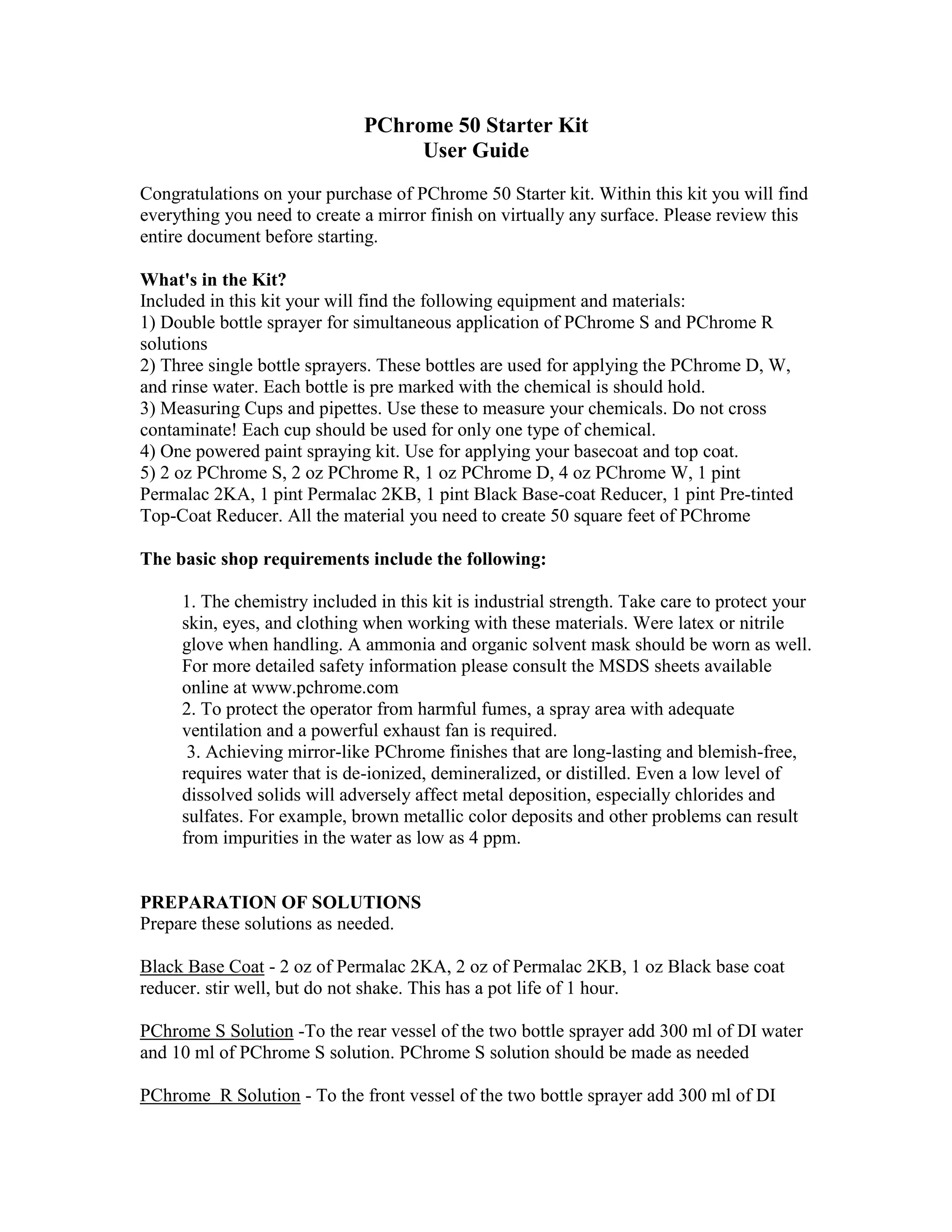 P chrome 50 instructions | PDF