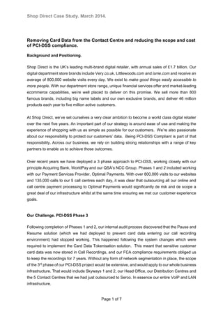 PCI DSS Compliance. Shop Direct; A Case Study. | PDF
