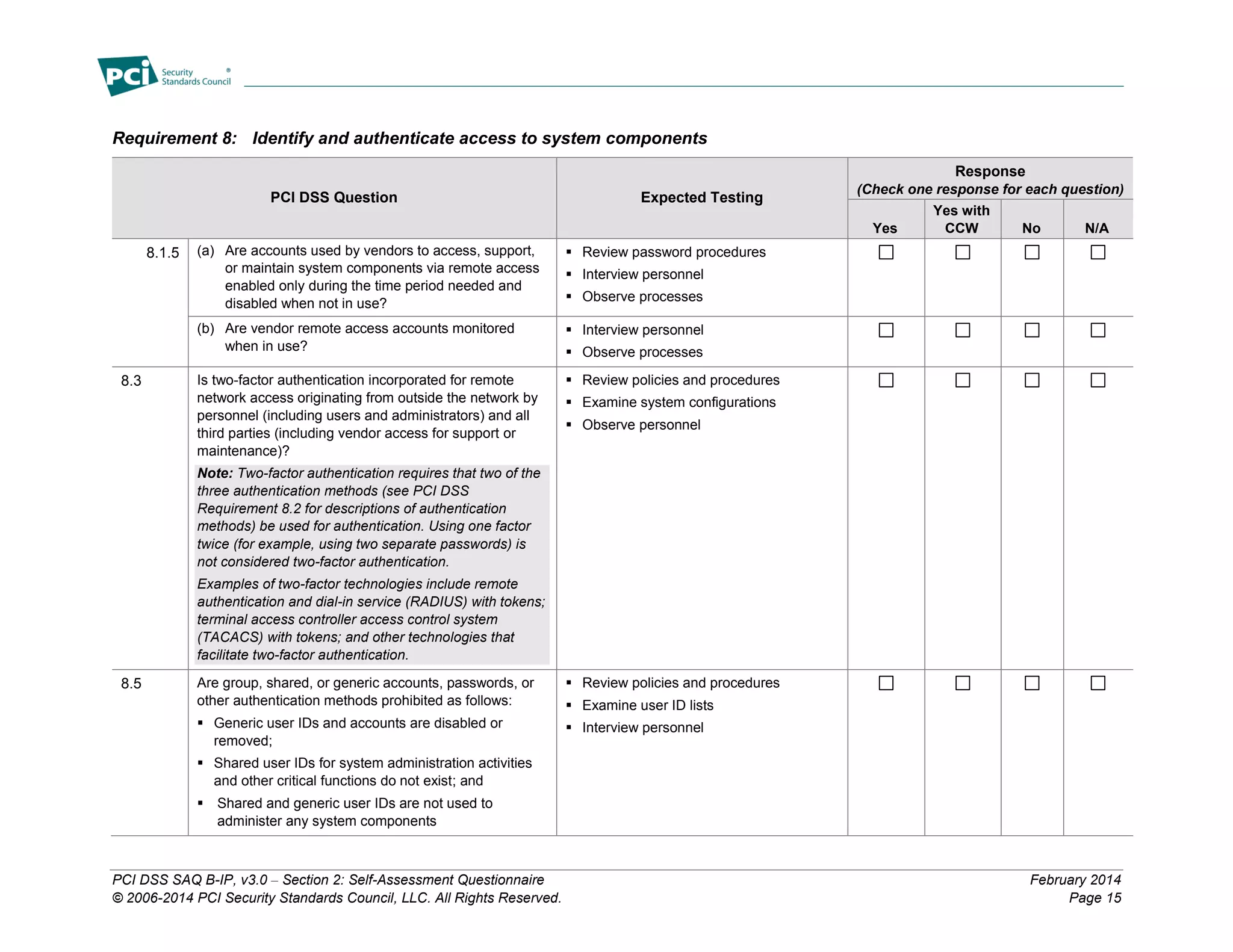 PCI Servces - PCI Compliance Questionnaire | PDF