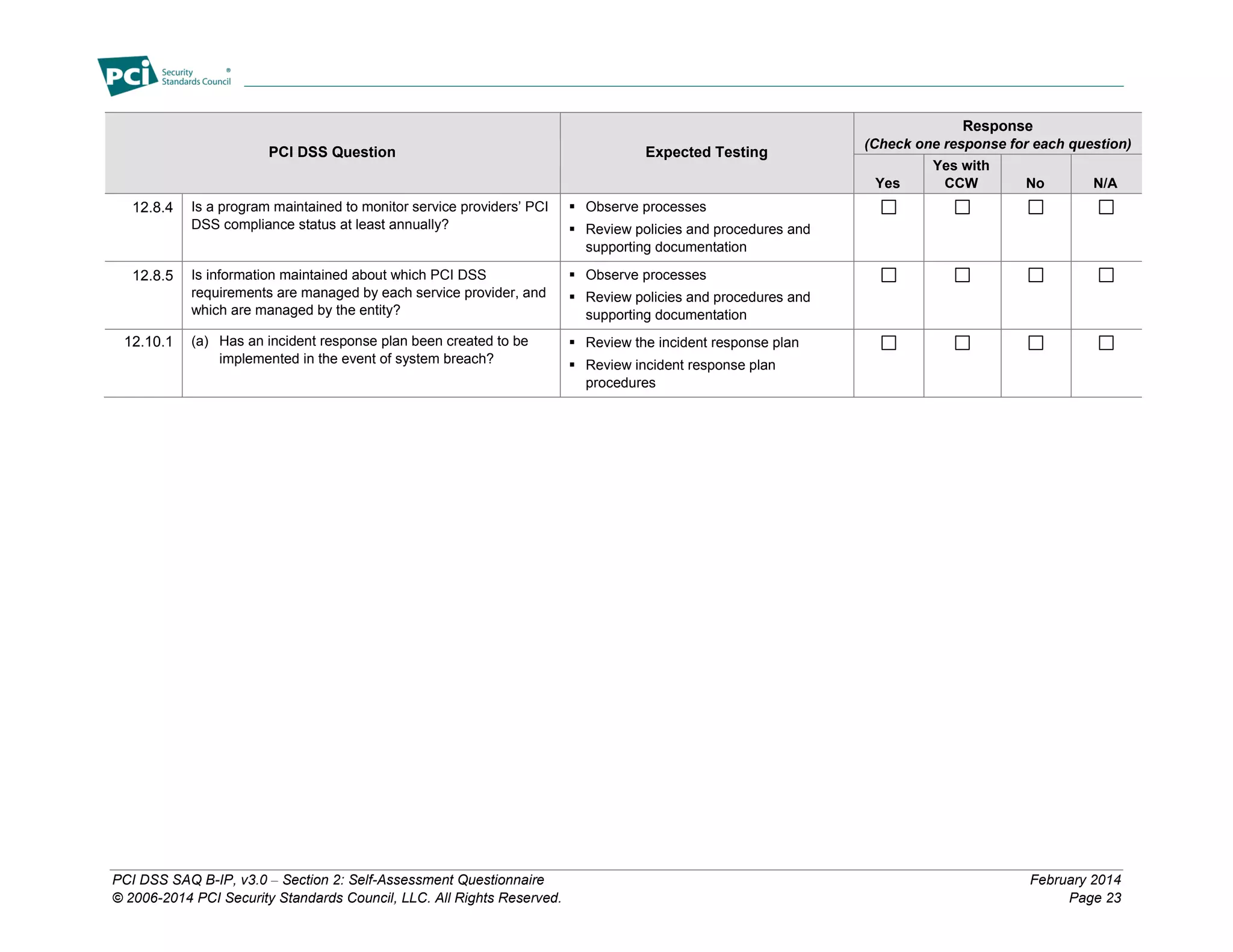 PCI Servces - PCI Compliance Questionnaire | PDF