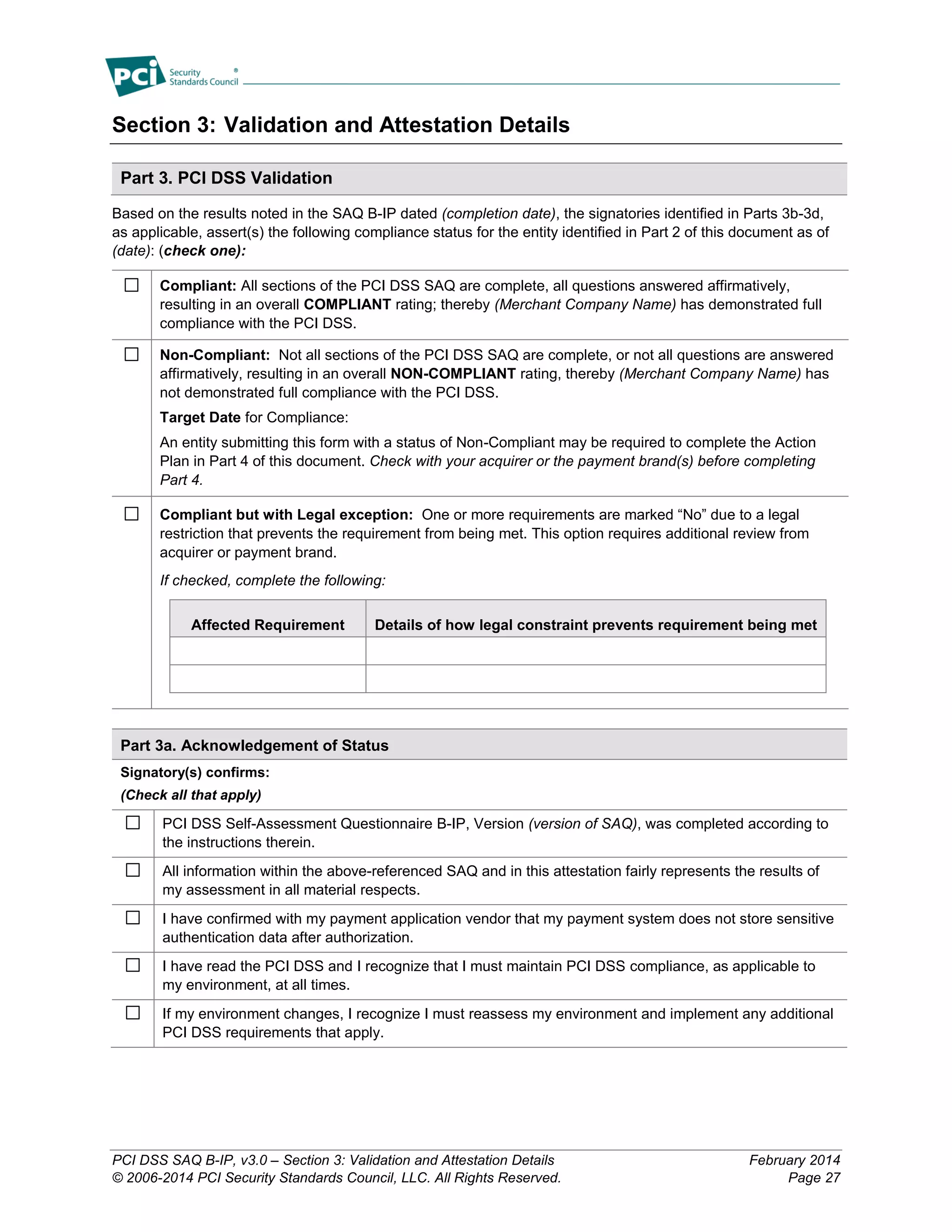 PCI Servces - PCI Compliance Questionnaire | PDF