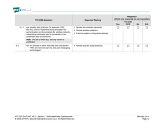 PCI Servces - PCI Compliance Questionnaire | PDF