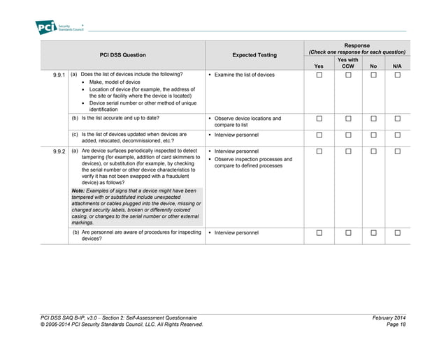 PCI Servces - PCI Compliance Questionnaire | PDF