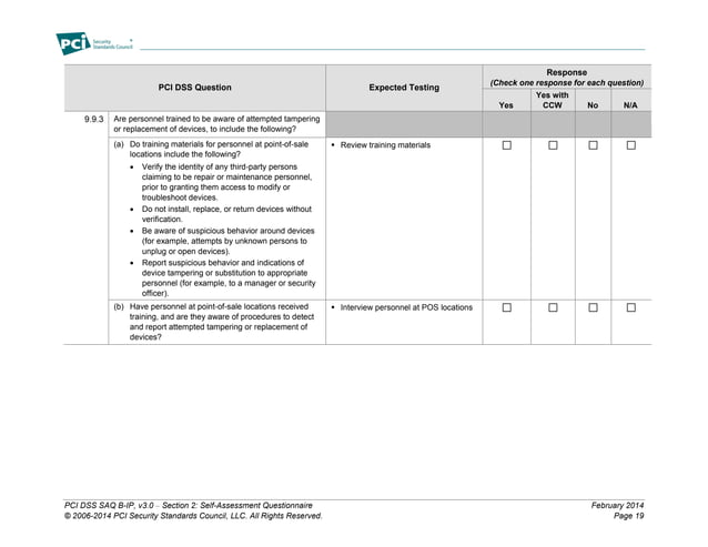 PCI Servces - PCI Compliance Questionnaire | PDF