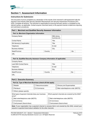 PCI Servces - PCI Compliance Questionnaire | PDF