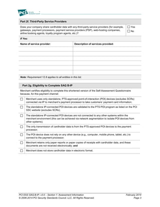 PCI Servces - PCI Compliance Questionnaire | PDF