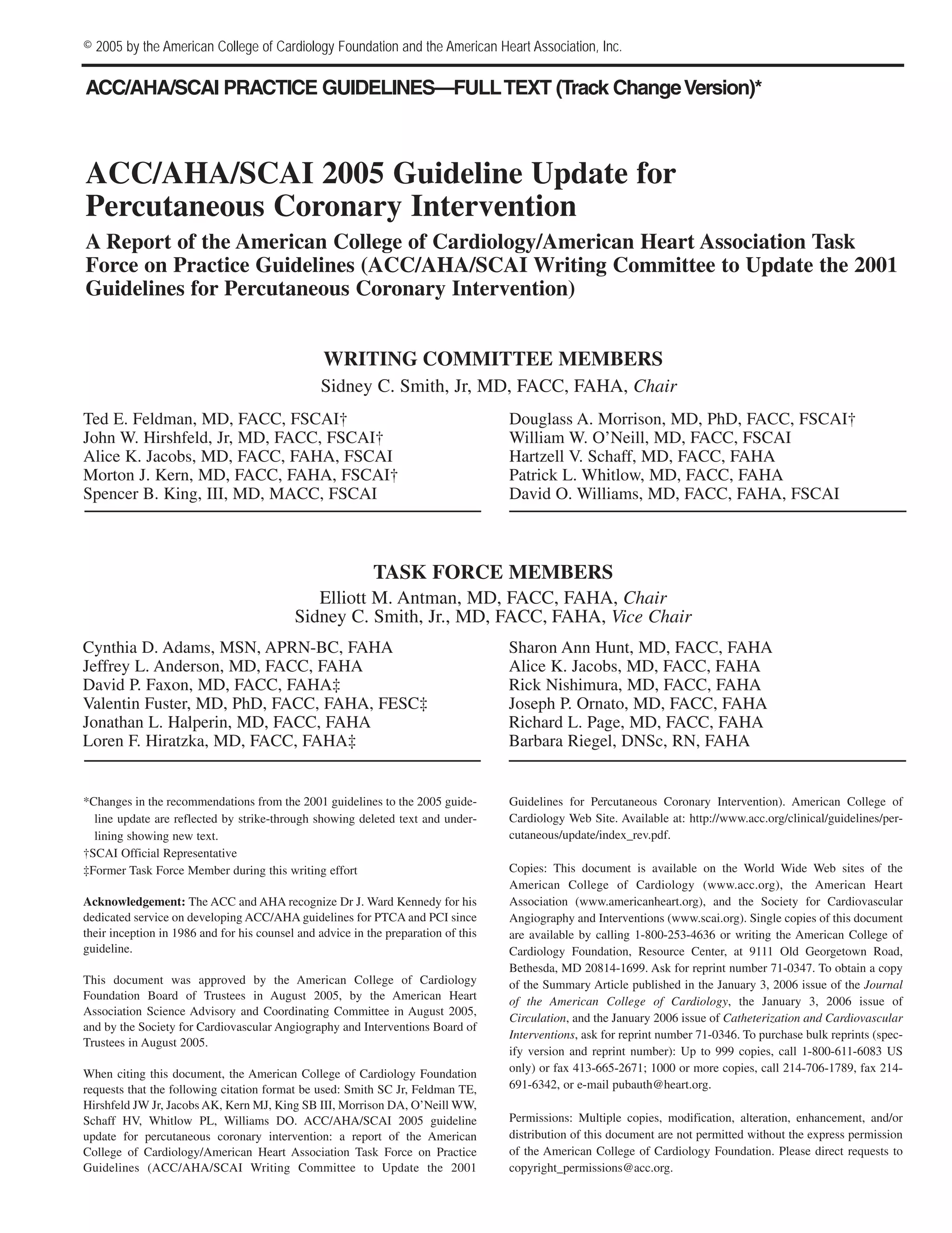 ACC/AHA/SCAI 2005 Guideline Update for Percutaneous Coronary ...